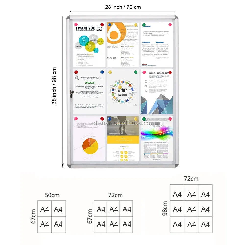 High Quality Standard Size Display Board Enclosed Bulletin Magnetic ...