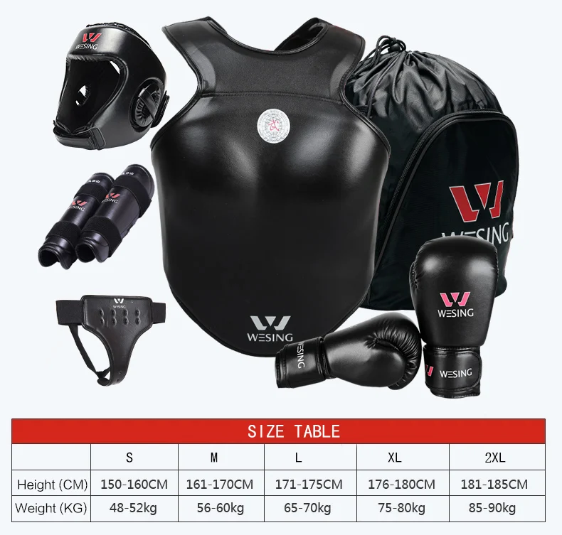 Wesing Pu Leather Six Pieces Kung Fu Sanda Wushu Equipment Gear For ...