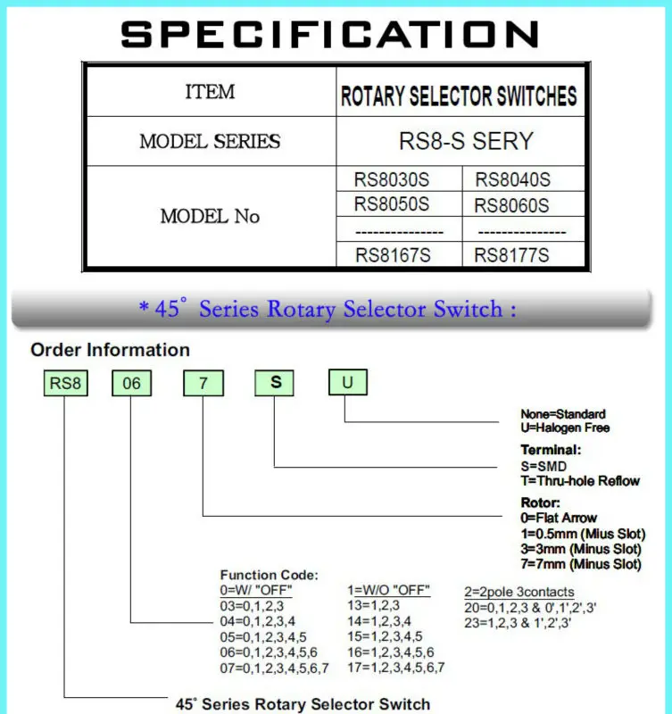 3 Position Rotary Selector Switch SMD SMT Type 4+4 Pins