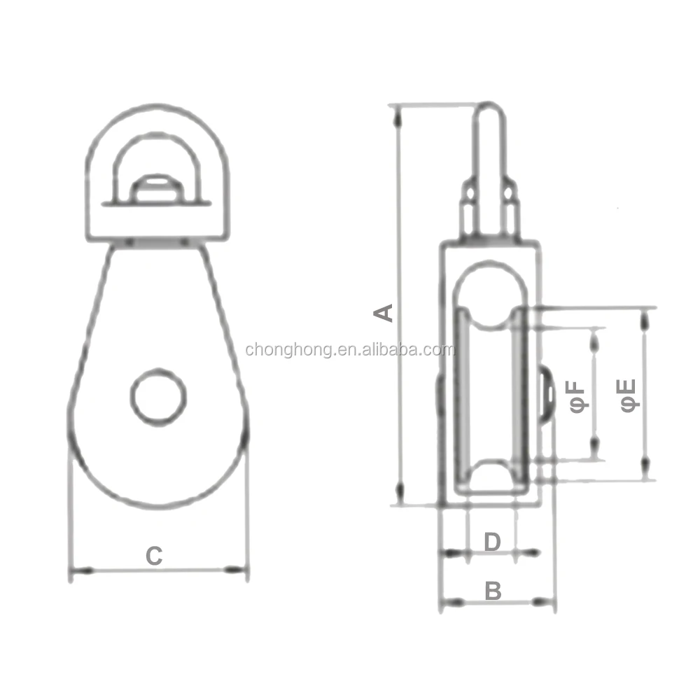 Wire Rope Snatch Block 3/4" Marine Pulley Block Zinc Alloy Single-wheel ...