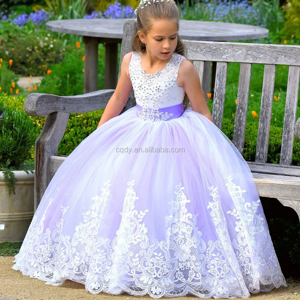 Girl Princess Party Dress For Wedding Ball Gowns Lace Appliques Bow ...