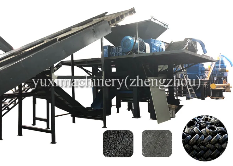Scrap Tire Shredding Plant Rubber Granular Powder Waste Tire Recycling Machine Rubber Tile Road ...