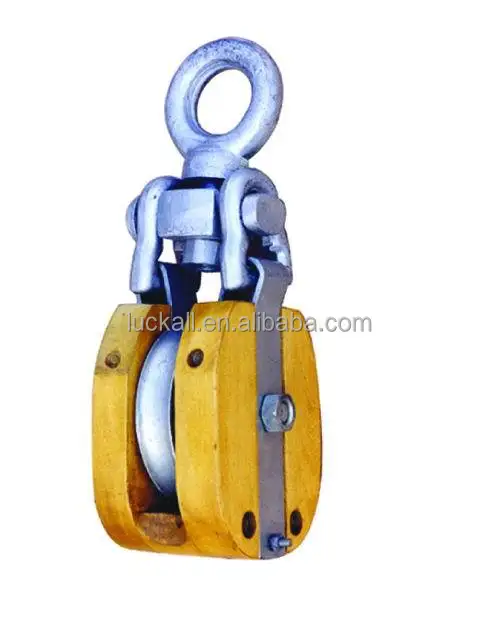 Wood Pulley Blocks With Eye Swivel With Three Sheave - Buy Wood Pulley ...