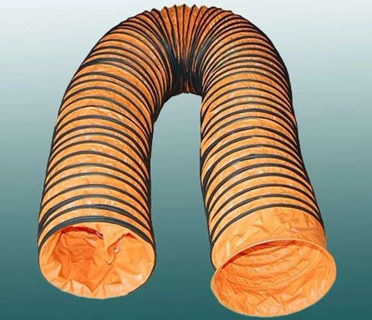 Orange And Black Color Collapsible Ventilation Pvc Polyester Air Duct ...