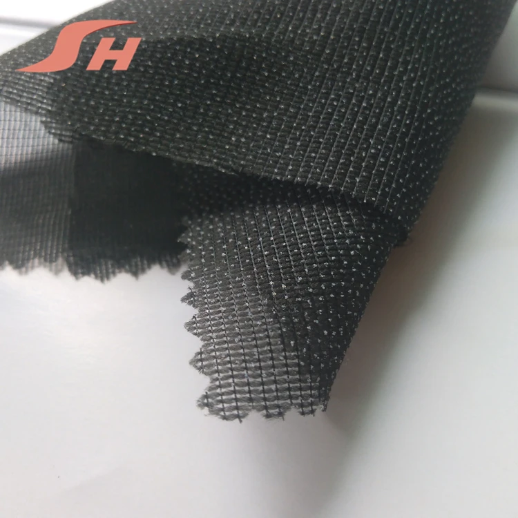 100% Polyester Pa Double Dot Black Woven Fusing Interlining Knitting ...