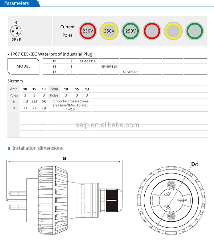 13a 3 Pins Ip66 Plug Socket 2 Pin Connector(56p313) - Buy Plug Socket 2 ...