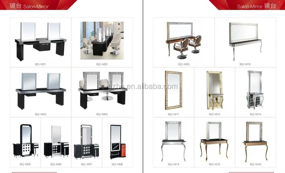 High-end Salon Furniture Black Double Side Mirror Station Barber Shop ...