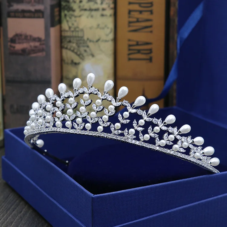 Pageant Bridal Prom Princess Wedding Pearl Crown Tiara - Buy Swan Crown ...