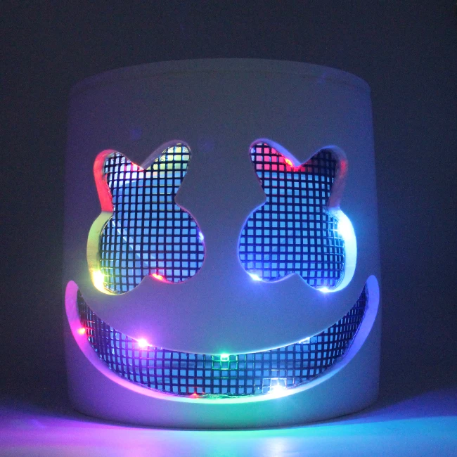 Colorful Led Luminous Marshmallow Mask Eva Full Head Helmet Festival ...