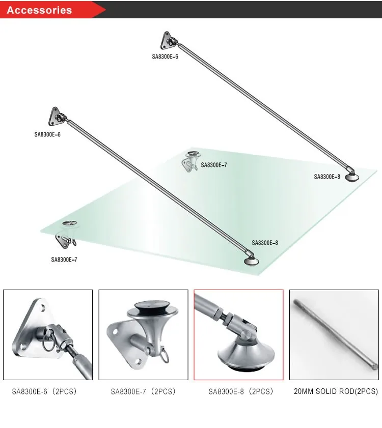Stainless Steel Glass Canopy Bracket for Apartment Entrances
