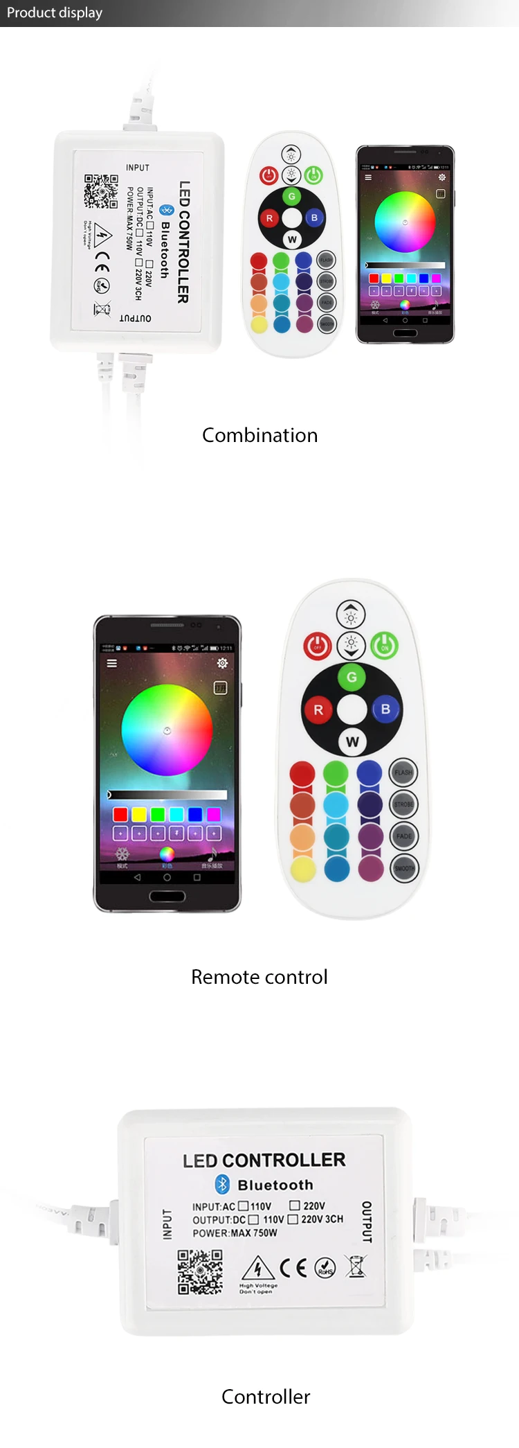 110V 220V 230V Magic led controller for rgb multicolor led strip ...