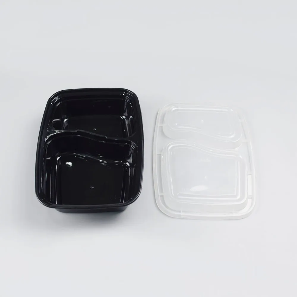 1000ml Disposable Plastic Take Away 2 Compartment Food Container