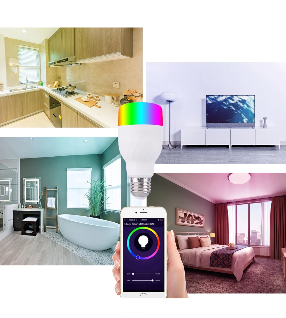 E27 Dimmable Lamp 7w Rgb Colar Changing 2700k-6500k Wifi Smart Led ...