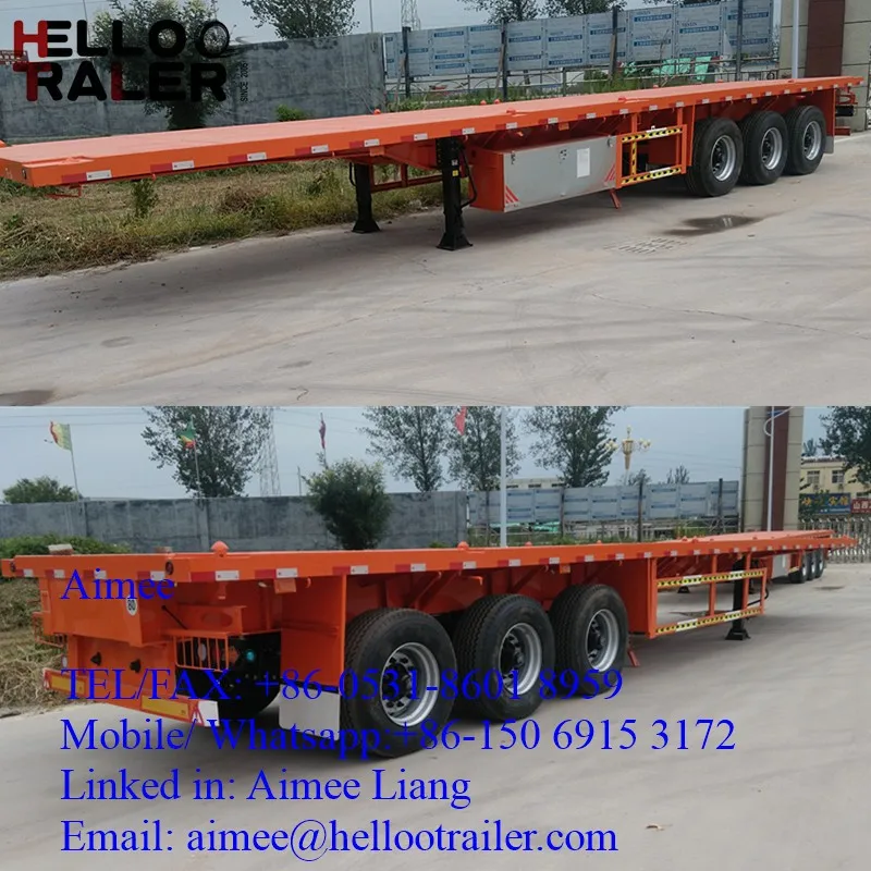 12m 3 Axle Flatbed Semi Trailer Container Trailer - Buy Tri-axle ...