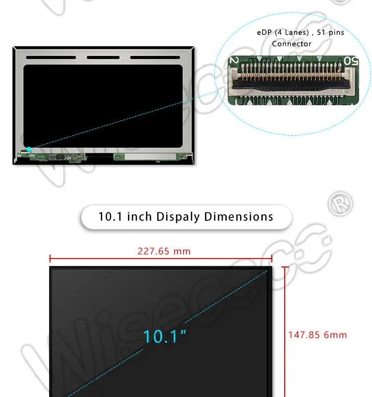 Connector 51 Pin Tft Lcd Panel 10 Inch Screens Tablet Edp 10 Inch Lcd ...