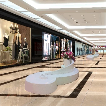 Shopping Mall Fiberglass Bench Stool With Flower Pot For Public Place ...