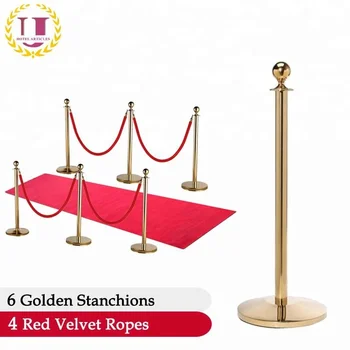 Red Carpet Gold Stanchion Poles And Red Velvet Ropes - Buy Red Carpet ...