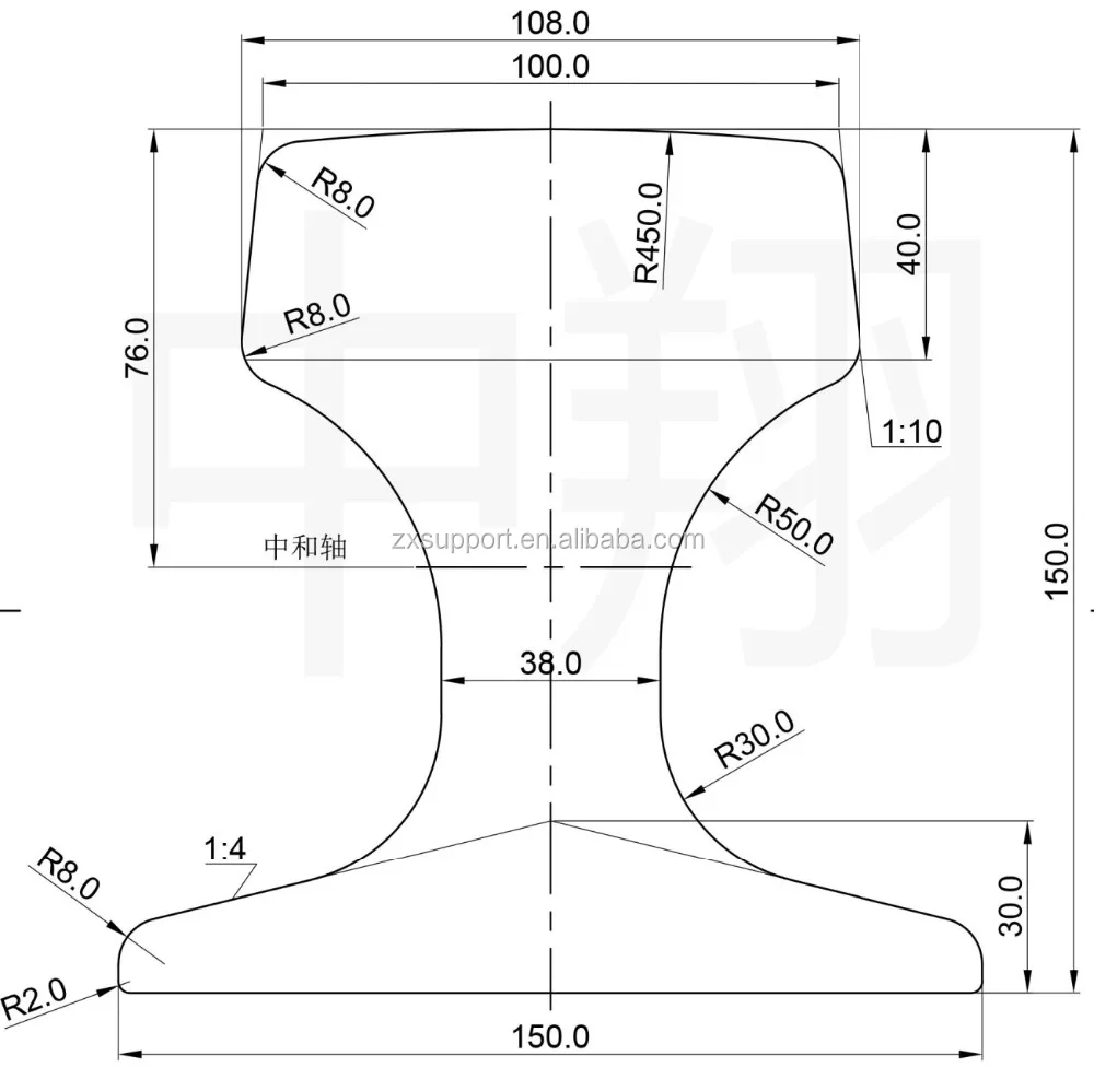 U71mn Materials YB/T5055-2014 Standard QU100 Steel Crane Rail