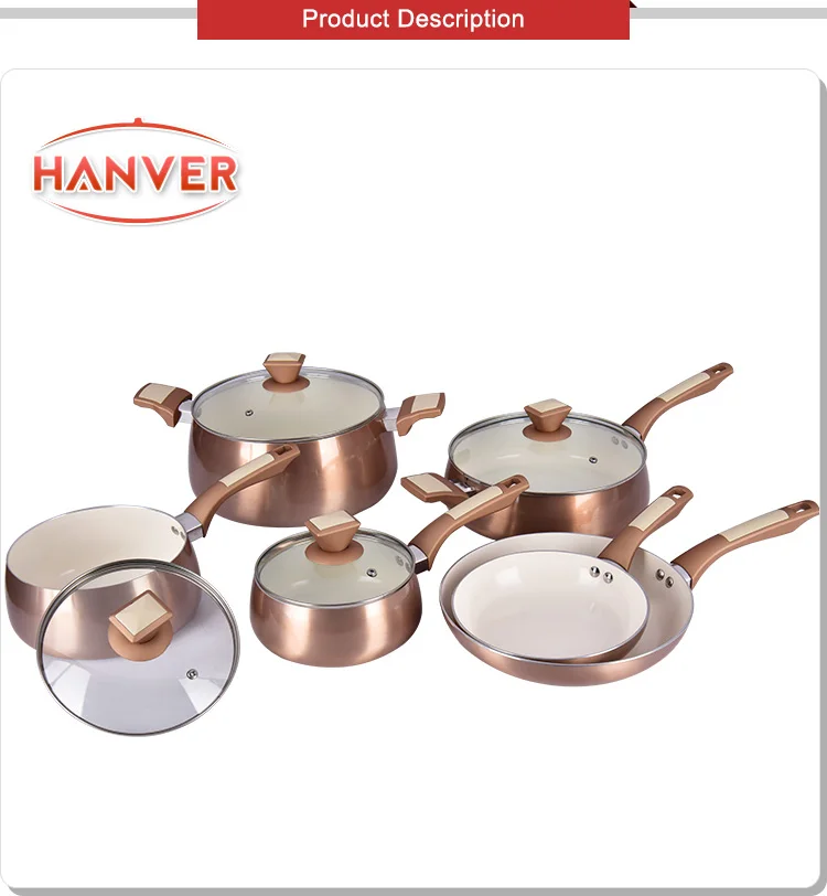Copper 10pcs Ceramic Coating Aluminum Cookware Set - Buy Ceramic ...