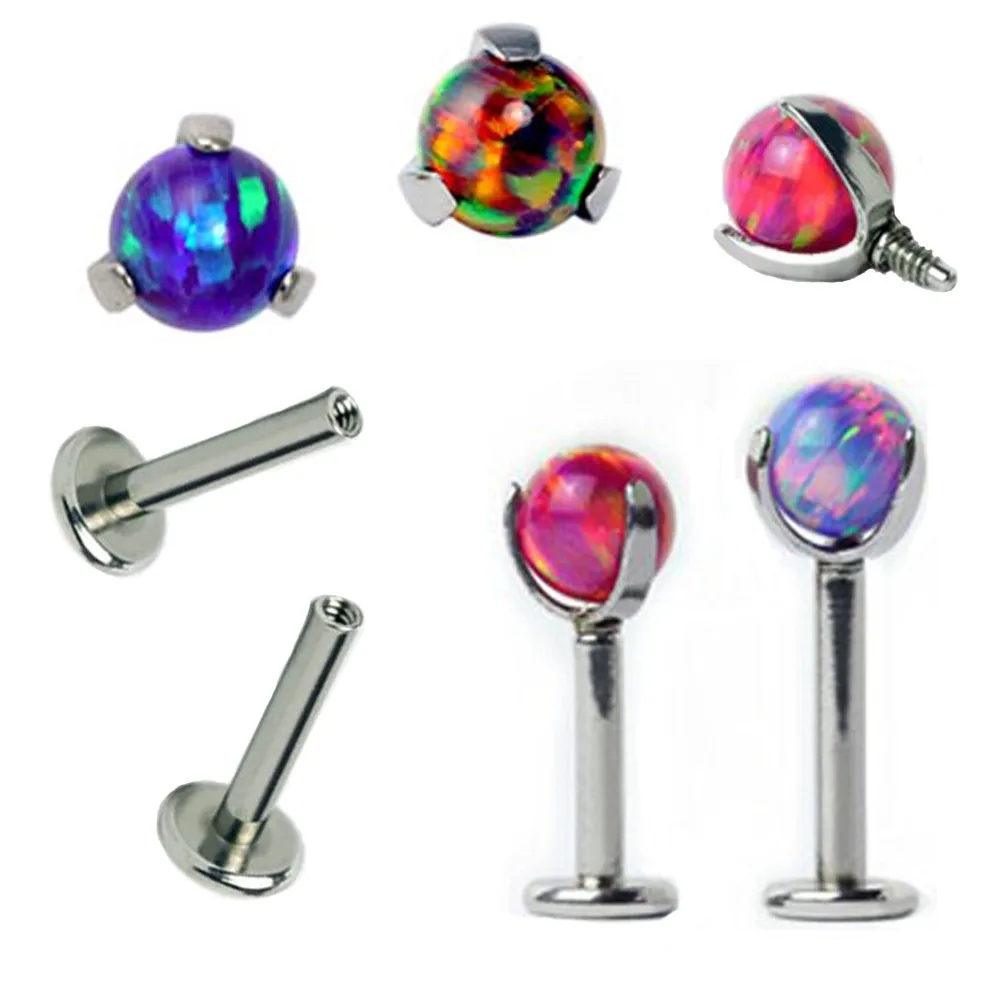 Titanium Body Jewelry with Opal Flower Microdermal Piercing