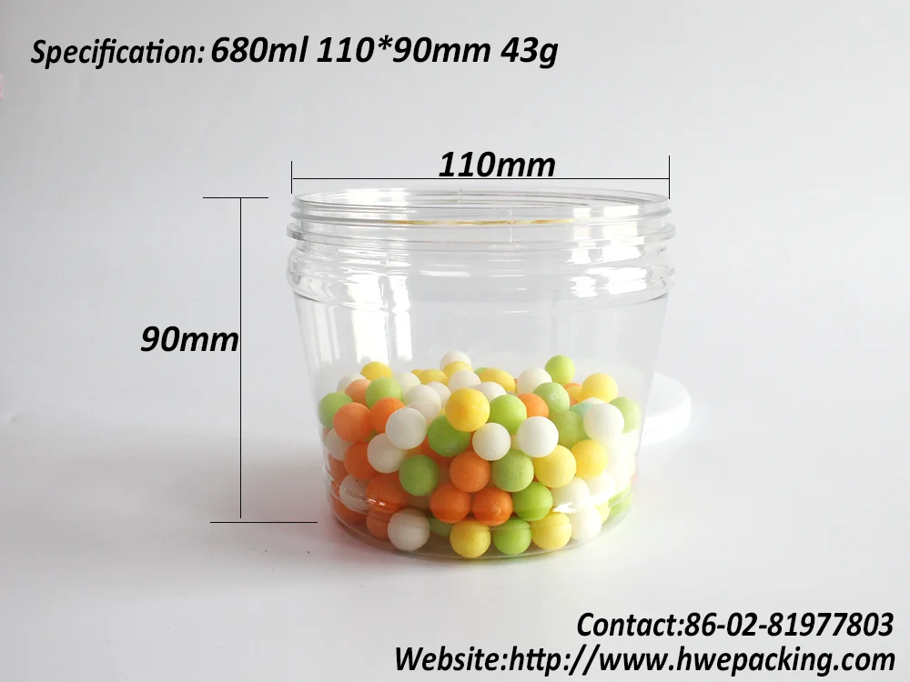 680ml Circular Truncated Cone Shape Packaging Round Container Clear ...