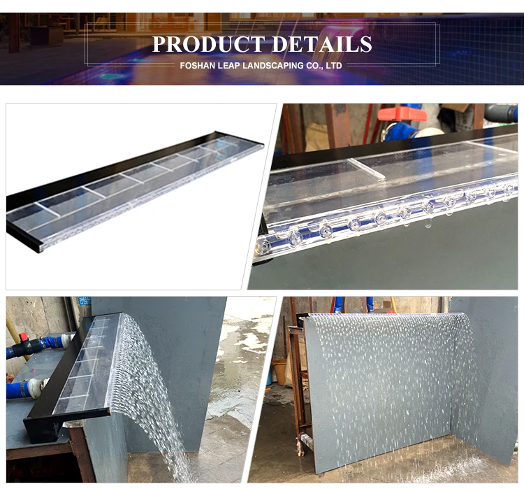 Swimming Pool Acrylic Fountain - LED Sheer Descent Waterfall