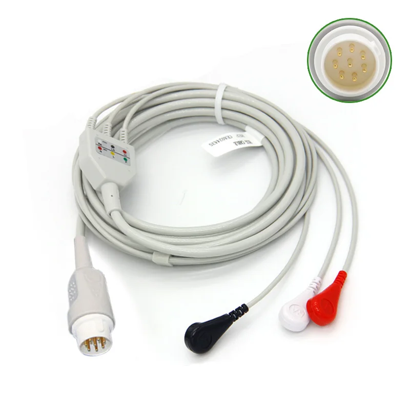 Iso 13485 Approved Medical Snap Electrodes Aha 3 Lead Wire Ecg Cable ...