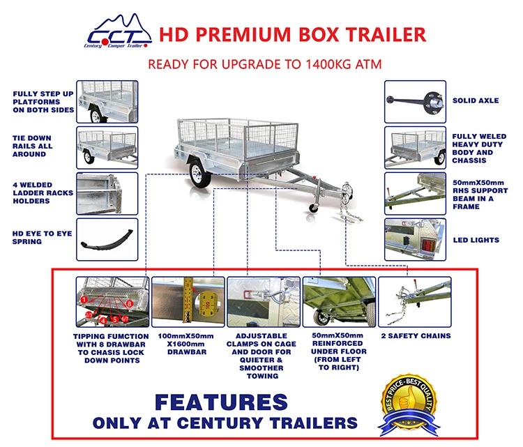 Trailer For Sale 750kg 7x4 7x5 8x5 8x6 Cage Trailer Box Trailer - Buy ...