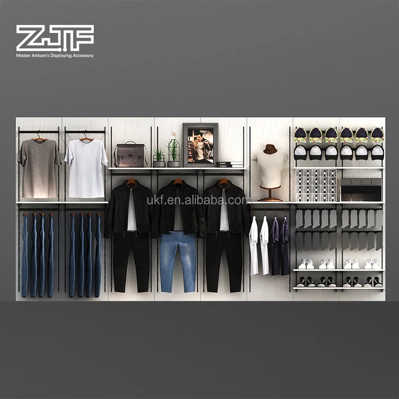 Wall Mount Clothes Display Showcase Menswear Shop Furniture Garment ...