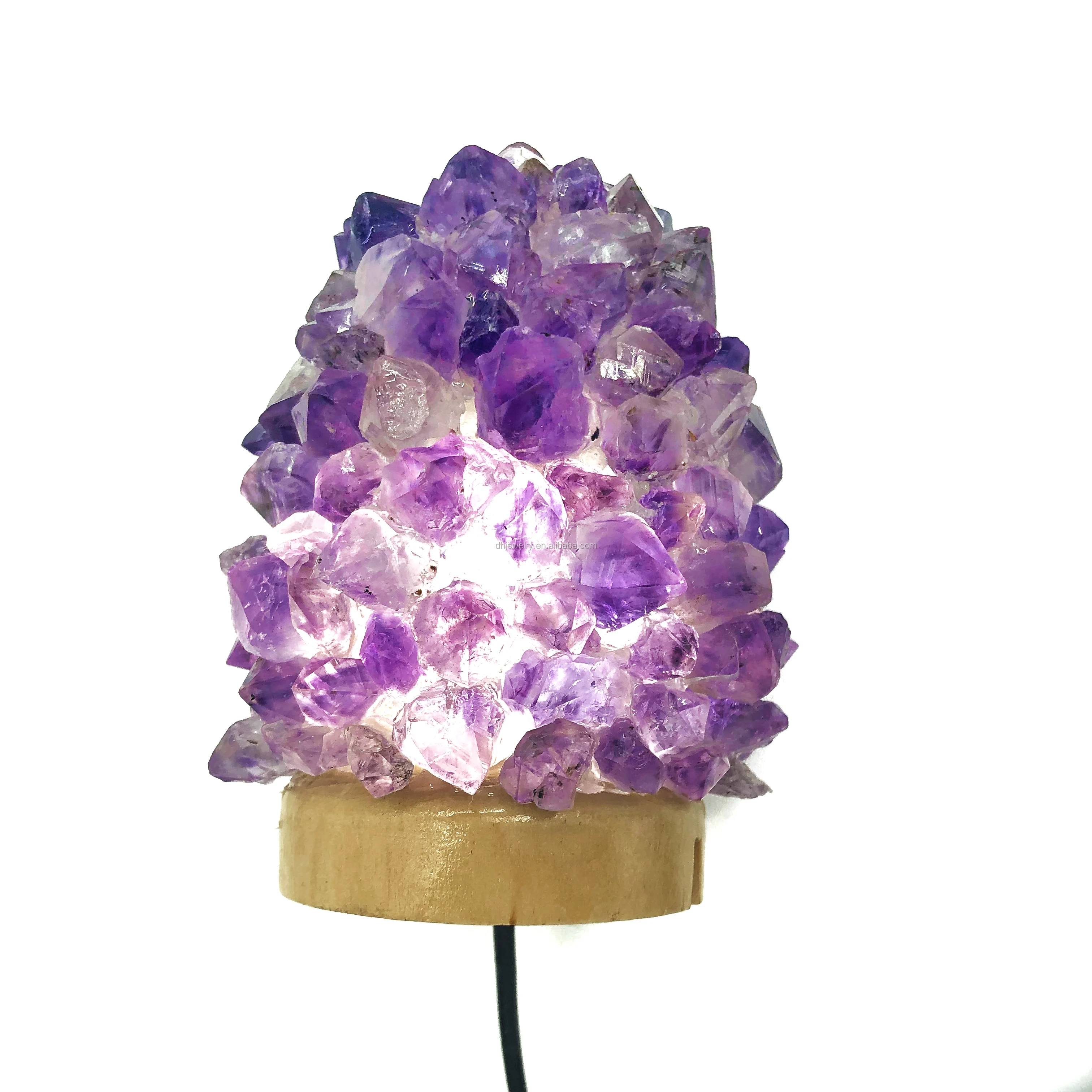 Home Decoration with Purple Amethyst Night Cluster LED USB Lamp