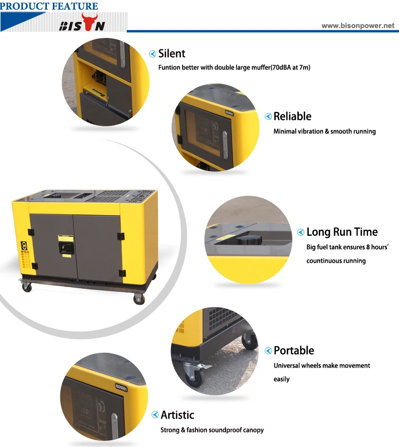 Bison(china) Bs12000t Air-cooled Single Phase 10 Kva Diesel Generator 10kw Portable Diesel ...