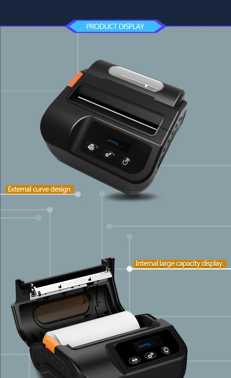 QS8003 80mm Portable QR Code Printer with Bluetooth Thermal