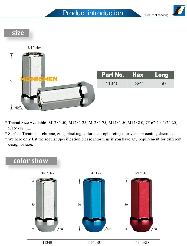 3/4" Hexagon 50 Long Wheel Colored Lug Nuts In Wheel Parts - Buy Lug ...