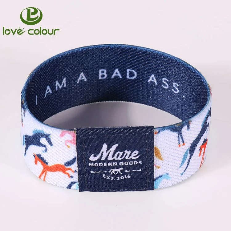 Custom Polyester Elastic Fabric Bracelet Wristband - Buy Elastic Fabric ...