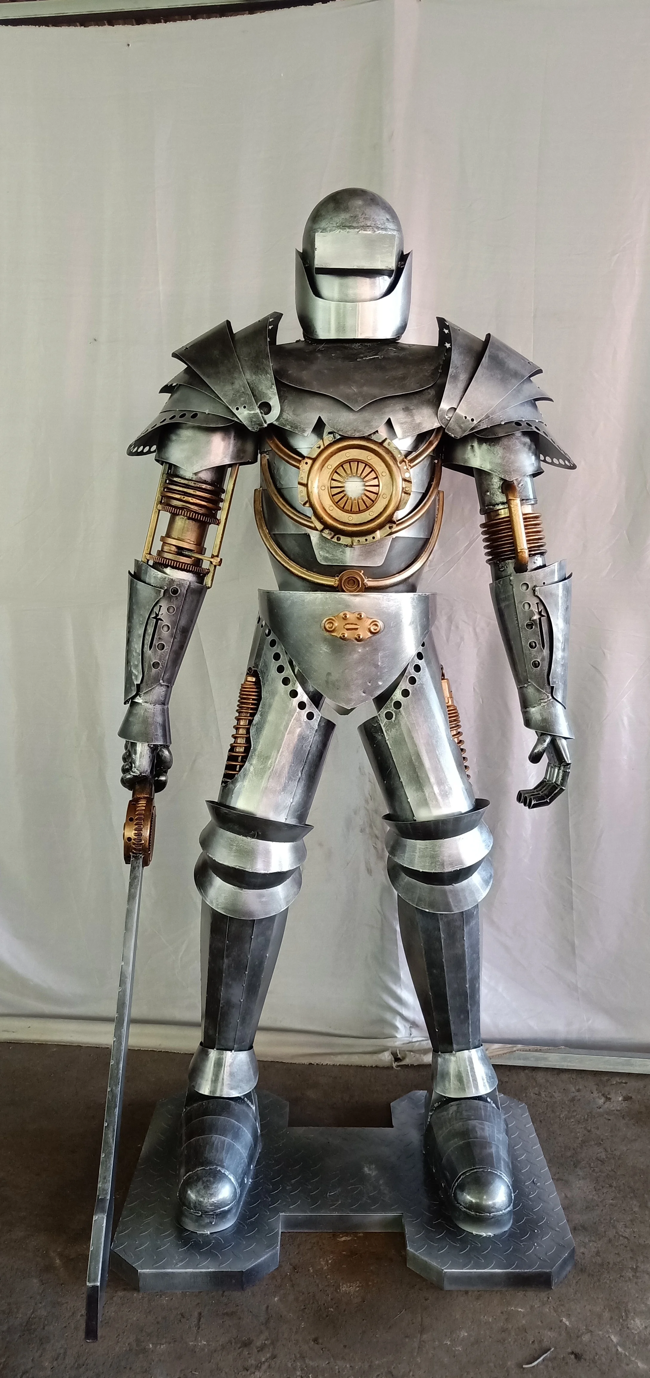 Custom Full Body Suit Human Sculpture Of Armor With Etching On Steel ...