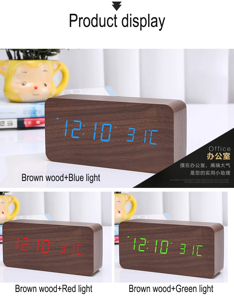 Digital Desktop Wooden LED Clock - Multifunctional & Stylish