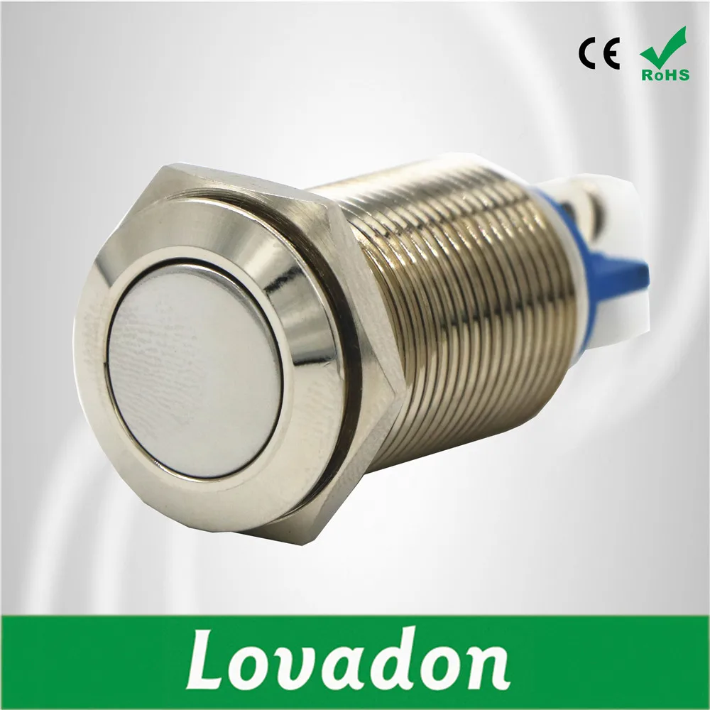 3v/6v/12v/24v 19 Mm Tahan Air Sesaat Logam Ip67 Exit Push Tombol Mini ...