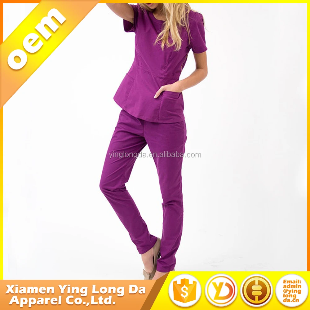Sweet Design Hospital Purple Nurse Uniforms With 100% Cotton - Buy ...