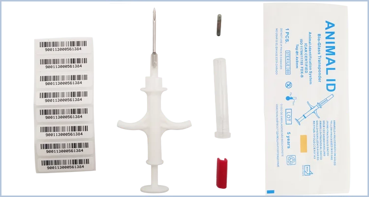 134.2khz 1.25x 7mm Animal Microchip With Syringe Nanochip Pet Used To ...