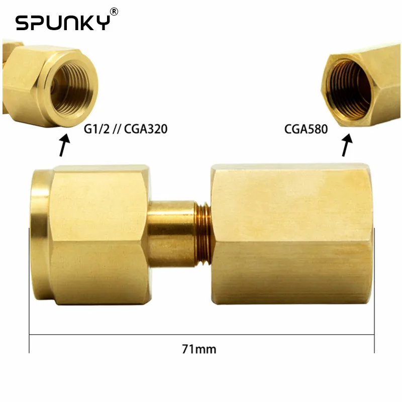 Brass Coupler for CO2 Tank - CGA580 Adapter Fitting