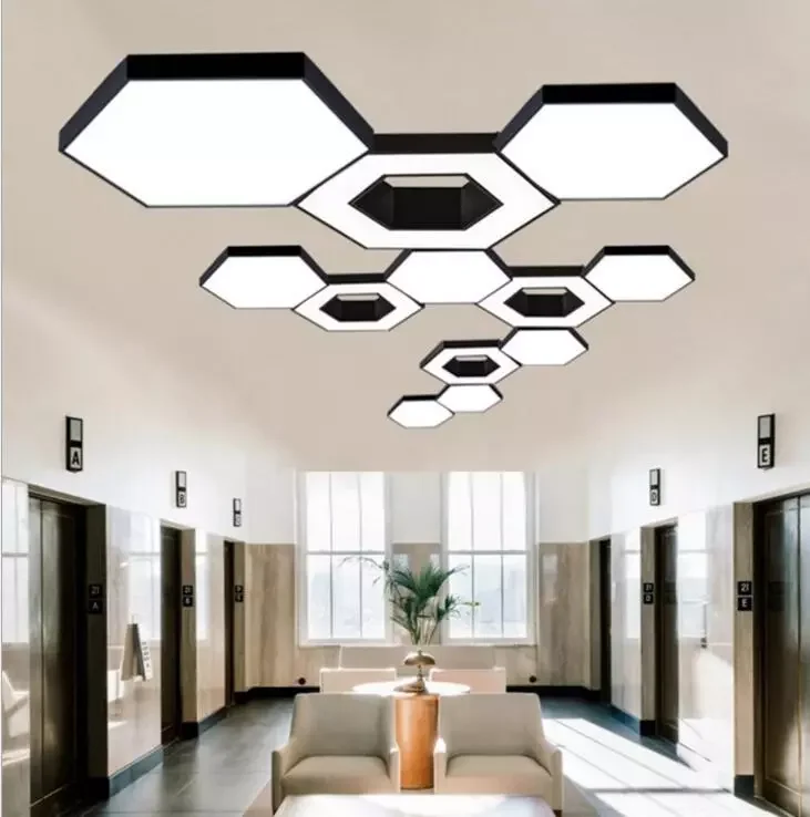 Led Hexagon Shape Hanging Light 42w Modern Office Dining Room Lights ...