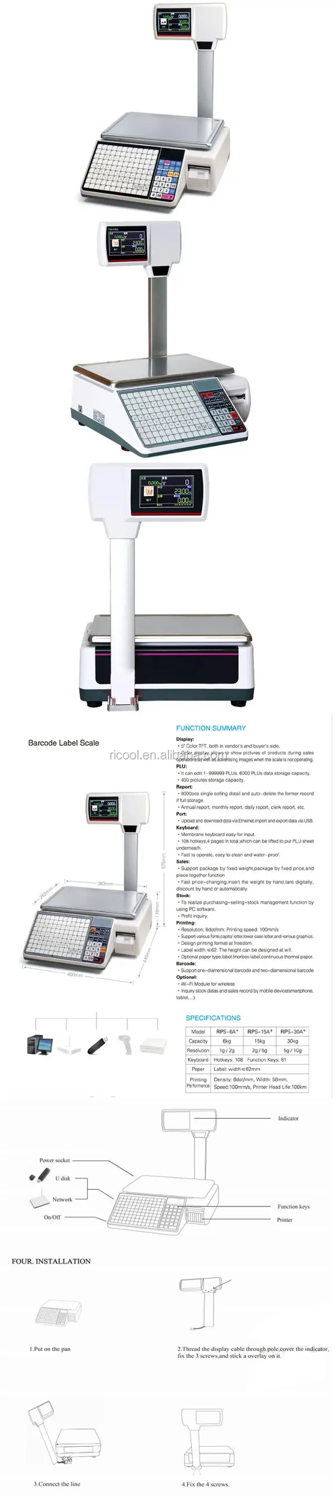 Digital Weighing Scale with Barcode Printing - 1 Year Warranty