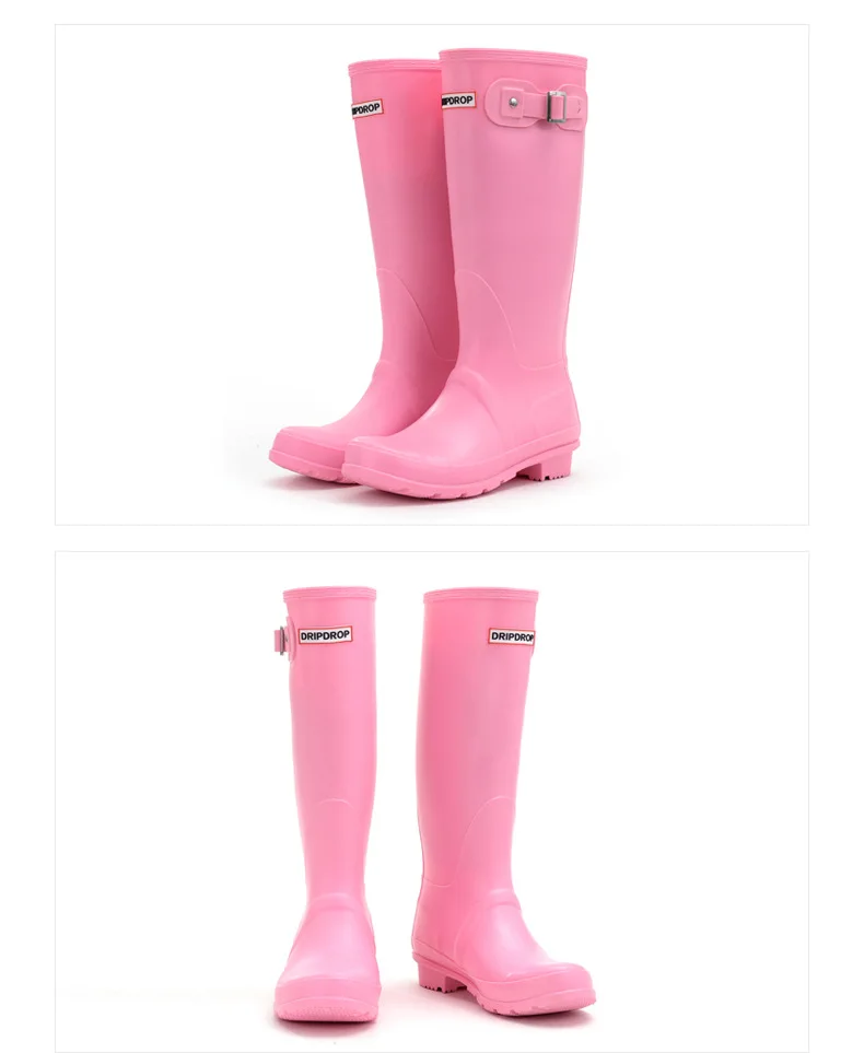 Women Rain Boots England Light Knee High Rain Boots Women Candy Color Water Shoes Fall Boots
