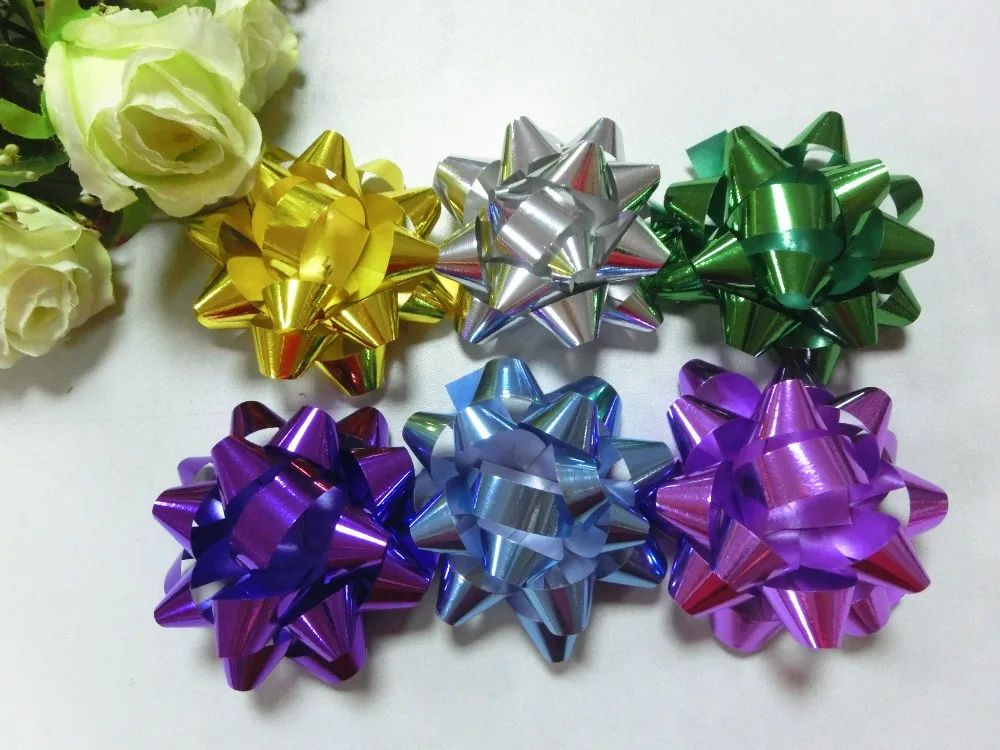 PP Ribbon Holographic Star Bow for Gift Wrap - Christmas
