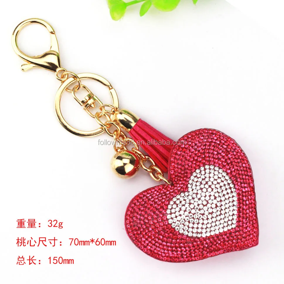 Rhinestone Keyring Heart Shaped Key Chain Keychain Acrylic Keychain ...