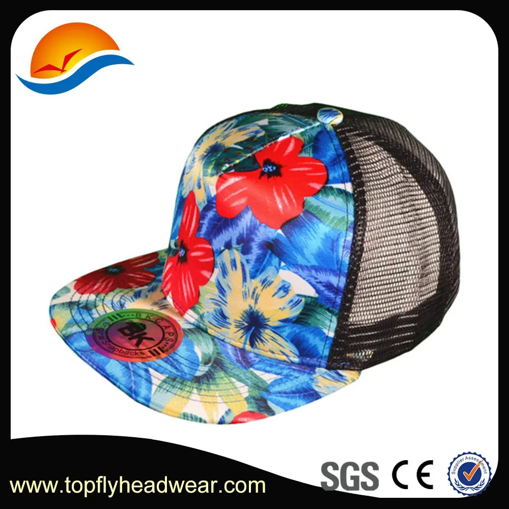 Custom Hawaii Floral Printing Trucker Hat - Screen Print
