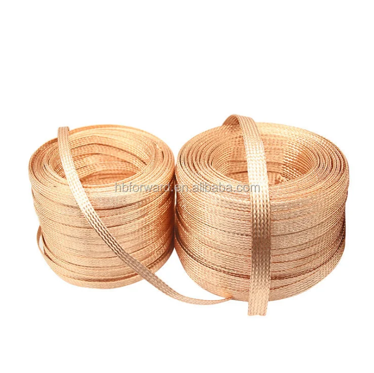 Tin Plating Customized Braided Busbar 10mm2 Flat Copper Wire