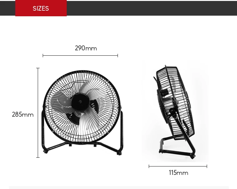 Cheap Price Metal Mini Table Fan 9 Inch, 3 Blade, 12V DC