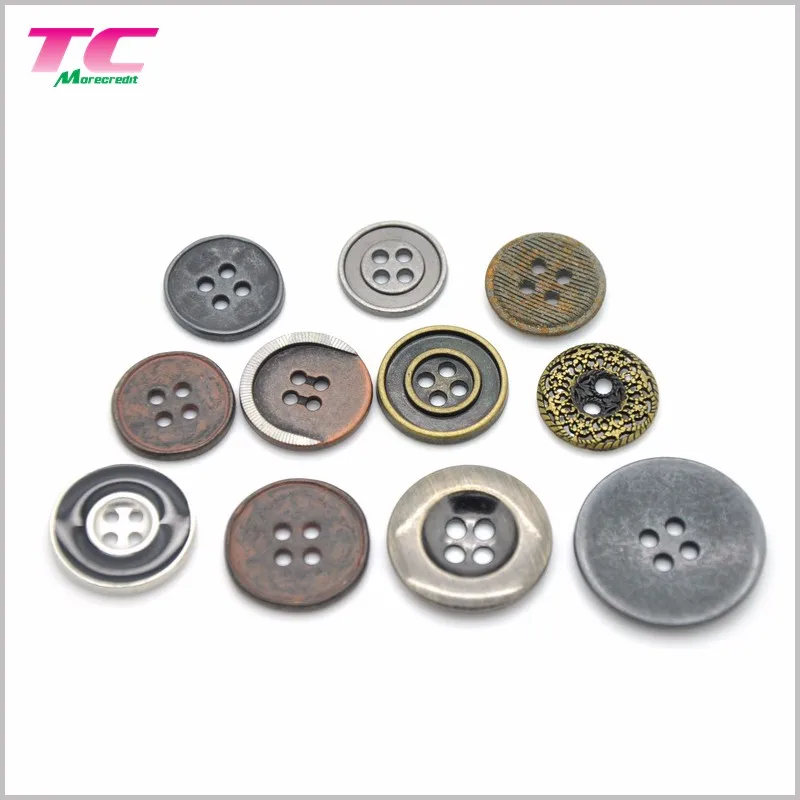 High Grade Brushed Gun Metal 4 Holes Shirt Button Metal Sewing Buttons ...