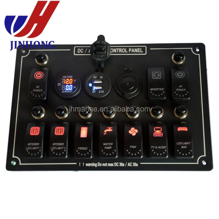 NEW Marine Boat Yacht Rocker Switch Panel with USB Voltmeter Socket